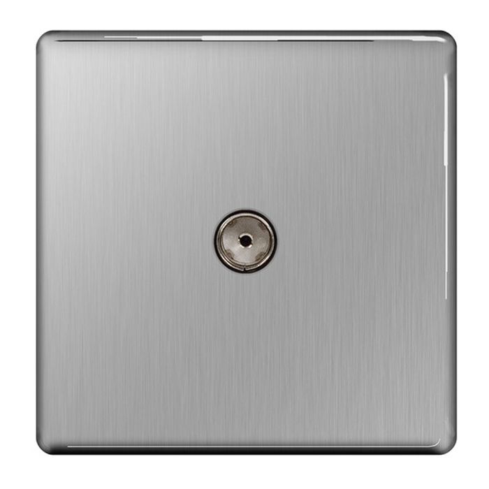 BG Screwless Brushed Steel FBS60 | TV Aerial Co-Axial Socket