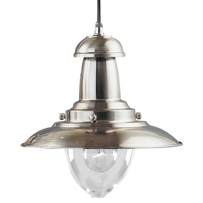 Searchlight Fisherman Pendant Satin Silver with Glass