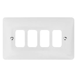 Hager Sollysta Grid Front Plate 4 Gang White WMGP4