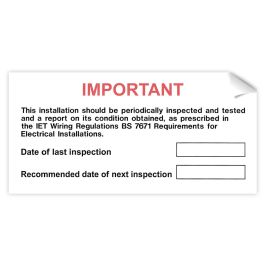 Periodic Inspection 130 x 60mm Label Pack 10