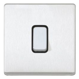 MK Aspect K24371BSSB 20A 2 Way Switch Brushed Steel Black