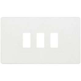 BG Evolve Grid Square Front Plate 3 Module Pearlescent White