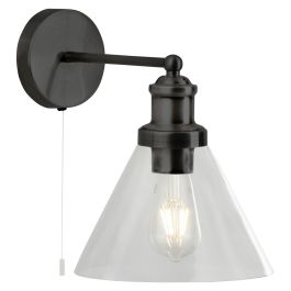 Searchlight Pyramid Wall Light Black with Glass